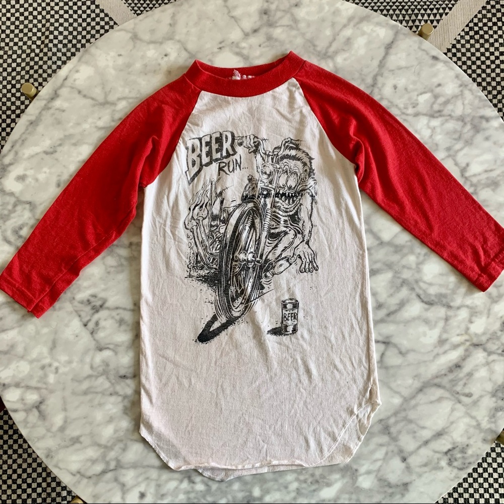 Rare Vintage Rat Fink ‘Beer Run’ Motorcycle Raglan - Gem